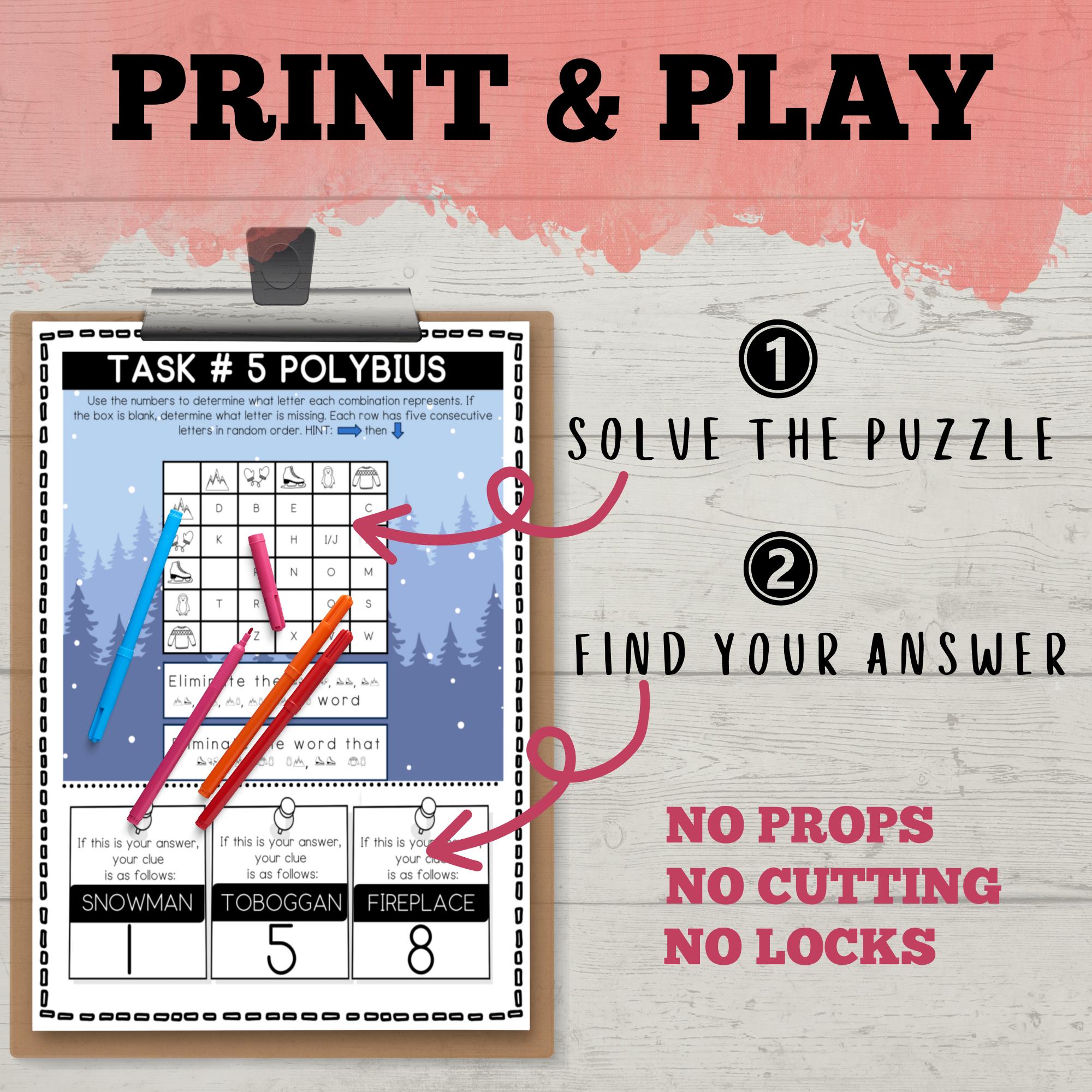 Winter Adventure Escape Room, Printable Escape Room Kit, Instant ...