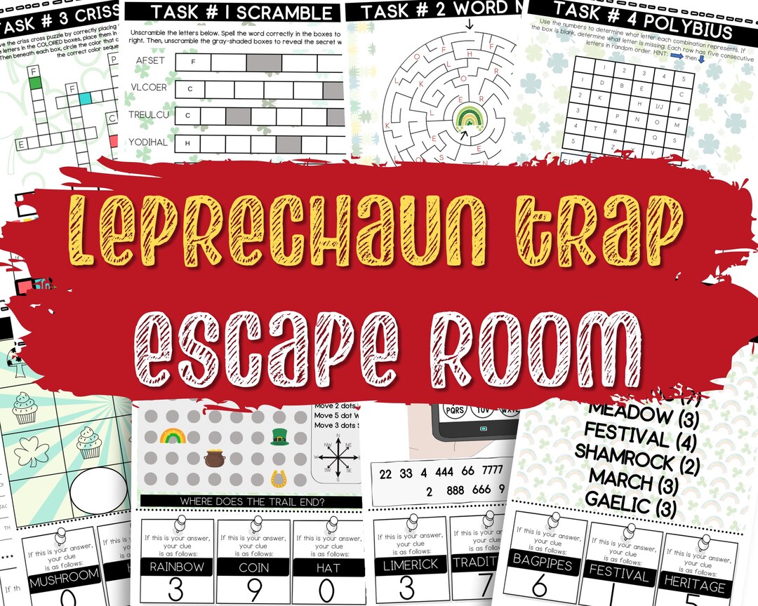 Kids St. Patrick's Day Leprechaun Trap Escape Room (printable, Instant ...