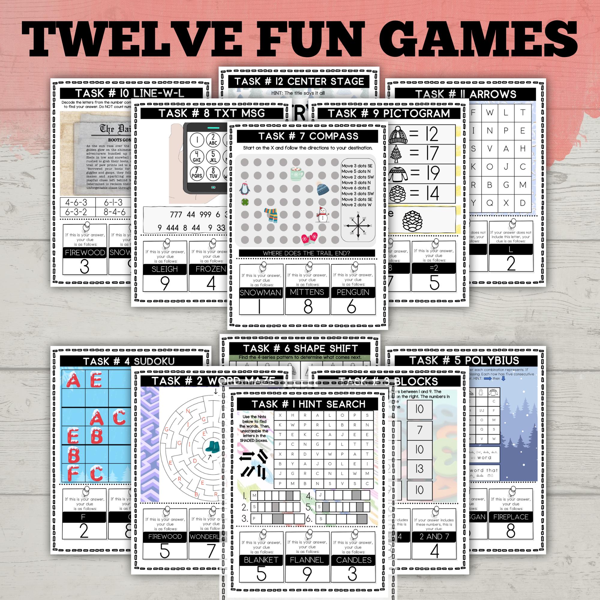 Winter Adventure Escape Room, Printable Escape Room Kit, Instant ...