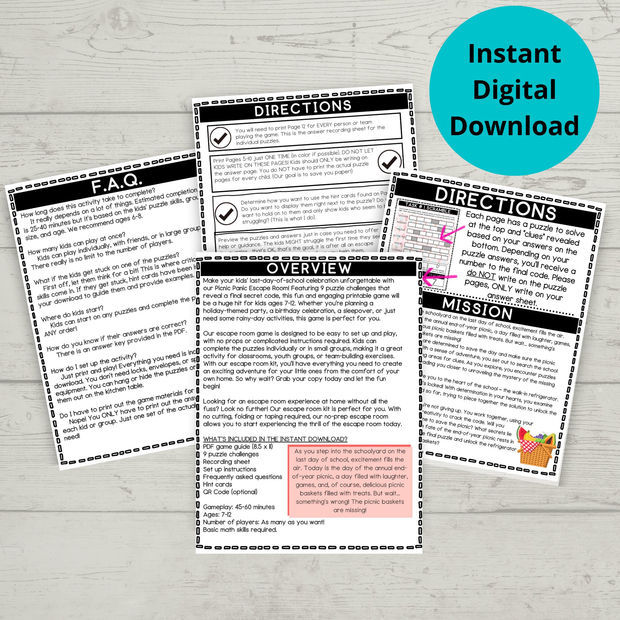 Last Day of School Escape Room, Printable Escape Room Kit, Instant ...