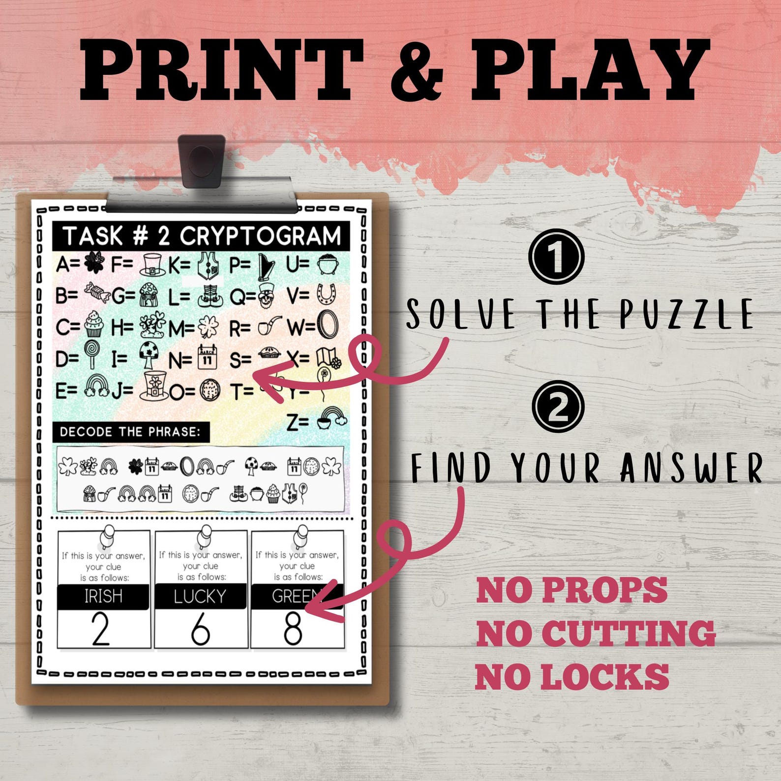 St. Patrick's Day Escape Room, Kids St. Patrick's Day Game, Escape Room ...