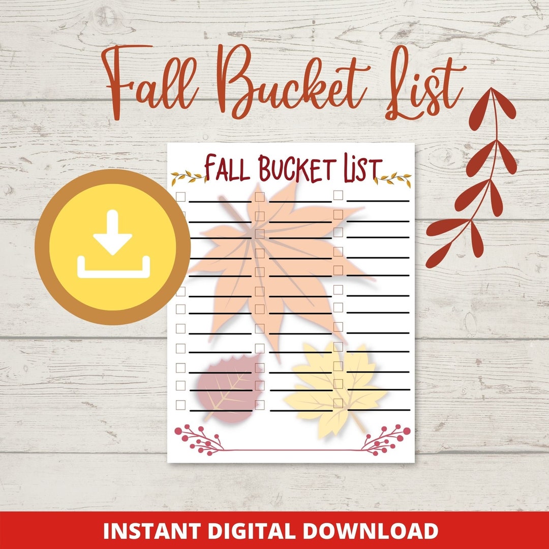 Printable Blank Fall Bucket List/autumn Fun Activities Checklist ...