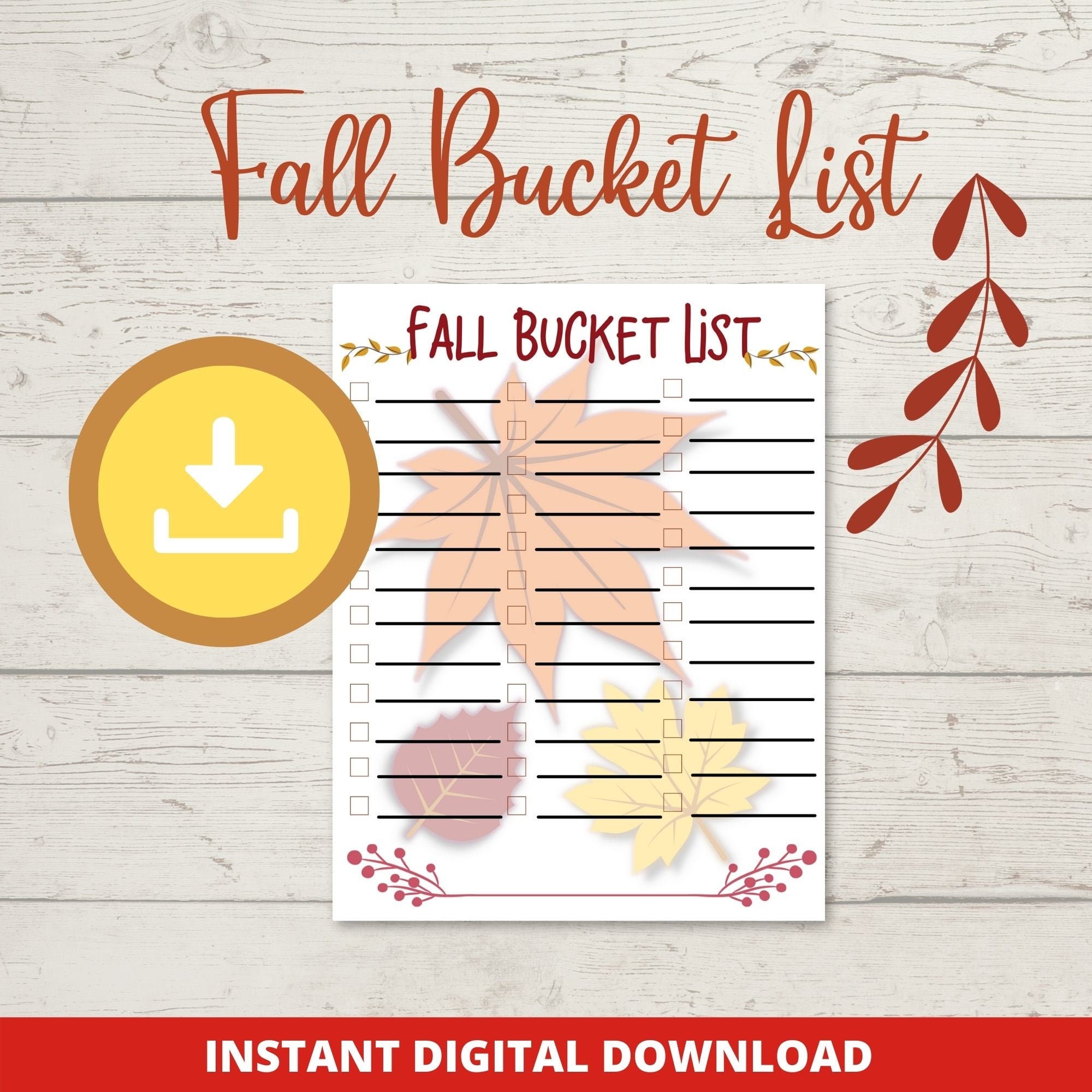 Printable Blank Fall Bucket List/autumn Fun Activities - Etsy