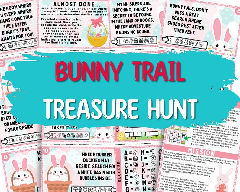 Kids Printable Easter Indoor Treasure Hunt, Scavenger Hunt, Family Game ...