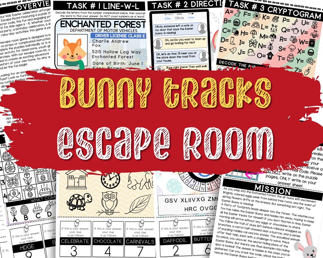 Bunny Tracks Easter Escape Room Kit: Kids Puzzle Game (printable) - Etsy