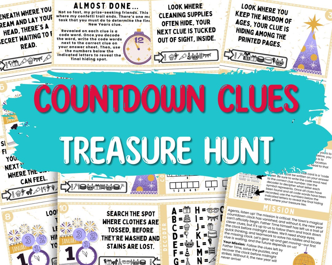 Printable New Year’s Indoor Treasure Hunt, Scavenger Hunt, Kids Indoor ...