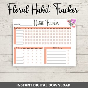 Printable Floral Habit Tracker - Etsy