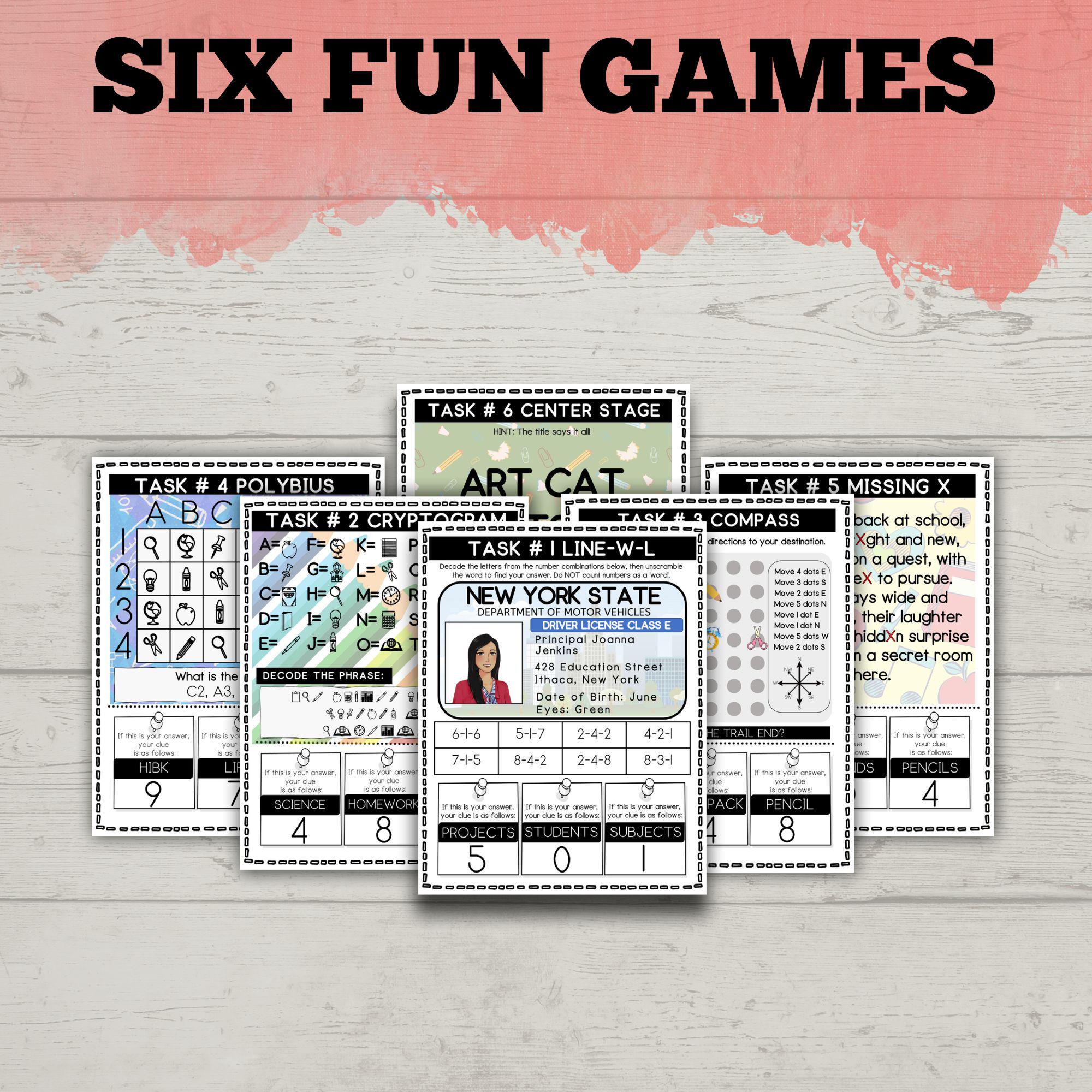 Back to School Adventure Escape Room, Printable Escape Room Kit ...