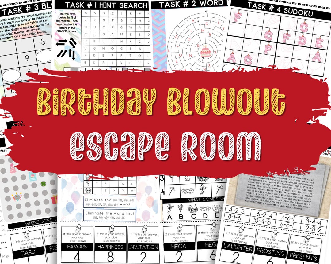 Kids Birthday Escape Room Kit, No Prep Printable Game (instant Download ...