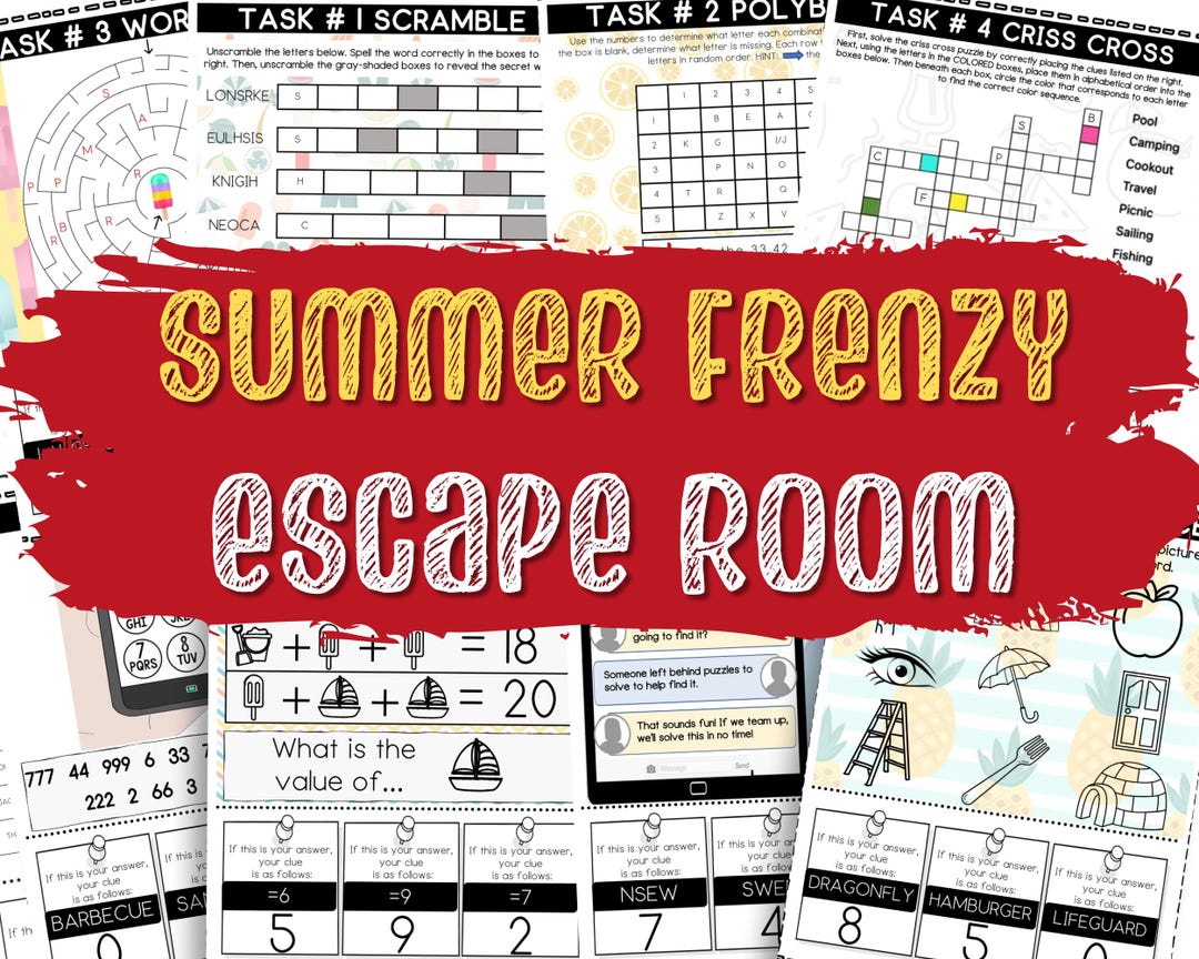 Printable Summer Escape Room Kit, Kids Adventure Game (instant Download ...