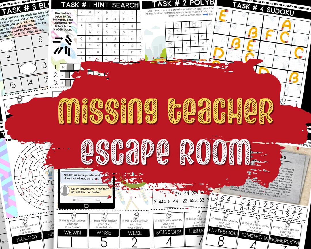 Back to School Adventure Escape Room, Printable Escape Room Kit ...