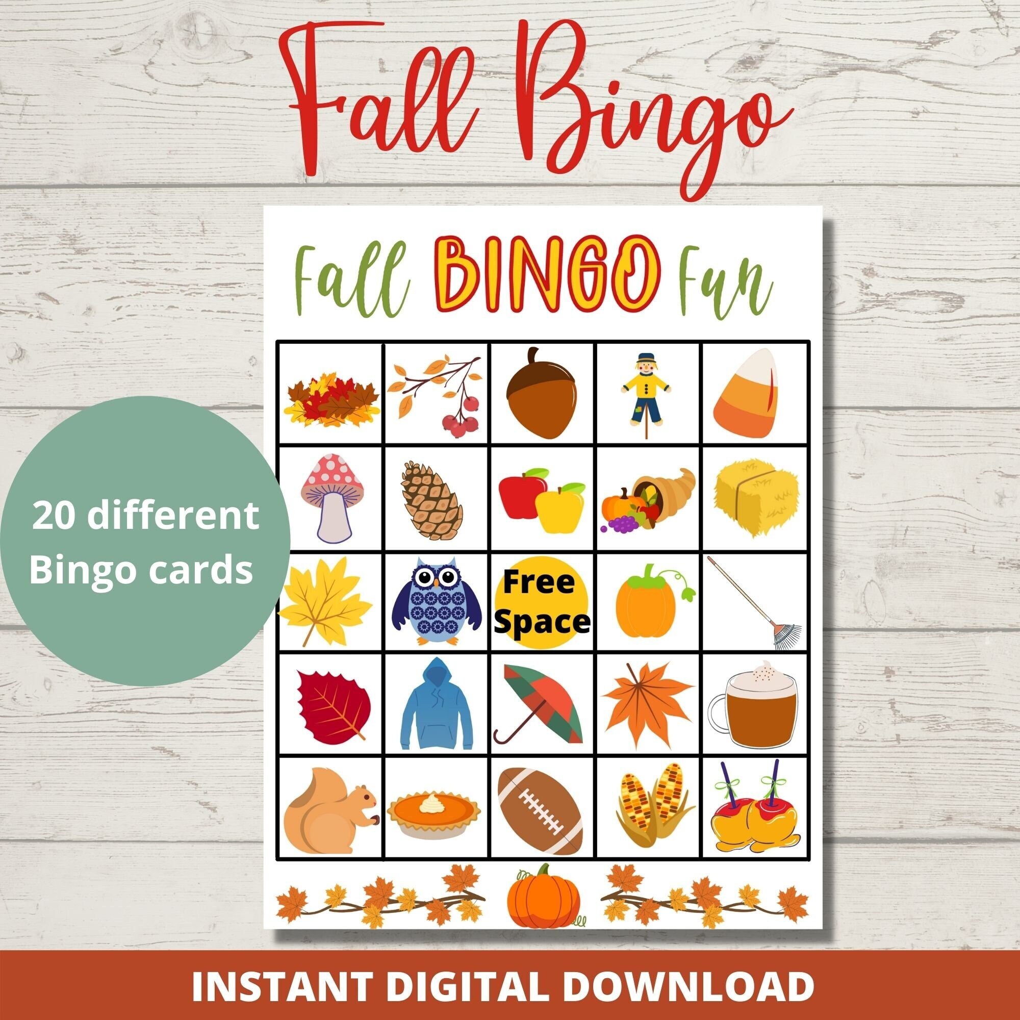Printable Fall/autumn Bingo Thanksgiving Game Thanksgiving - Etsy