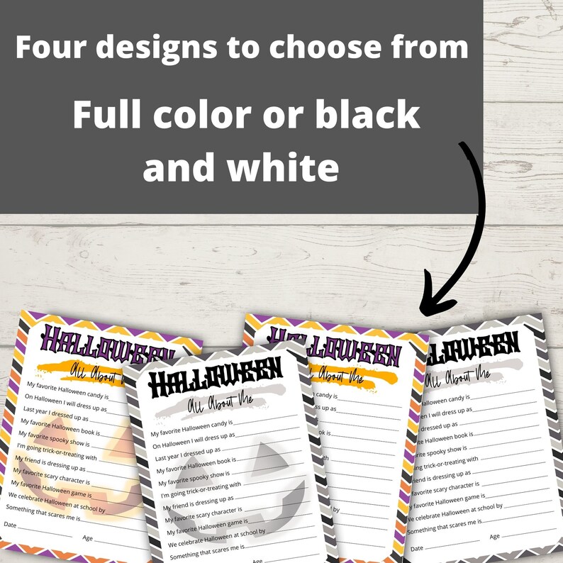 Halloween ALL ABOUT ME Sheets for Kids, Printable Activity ...