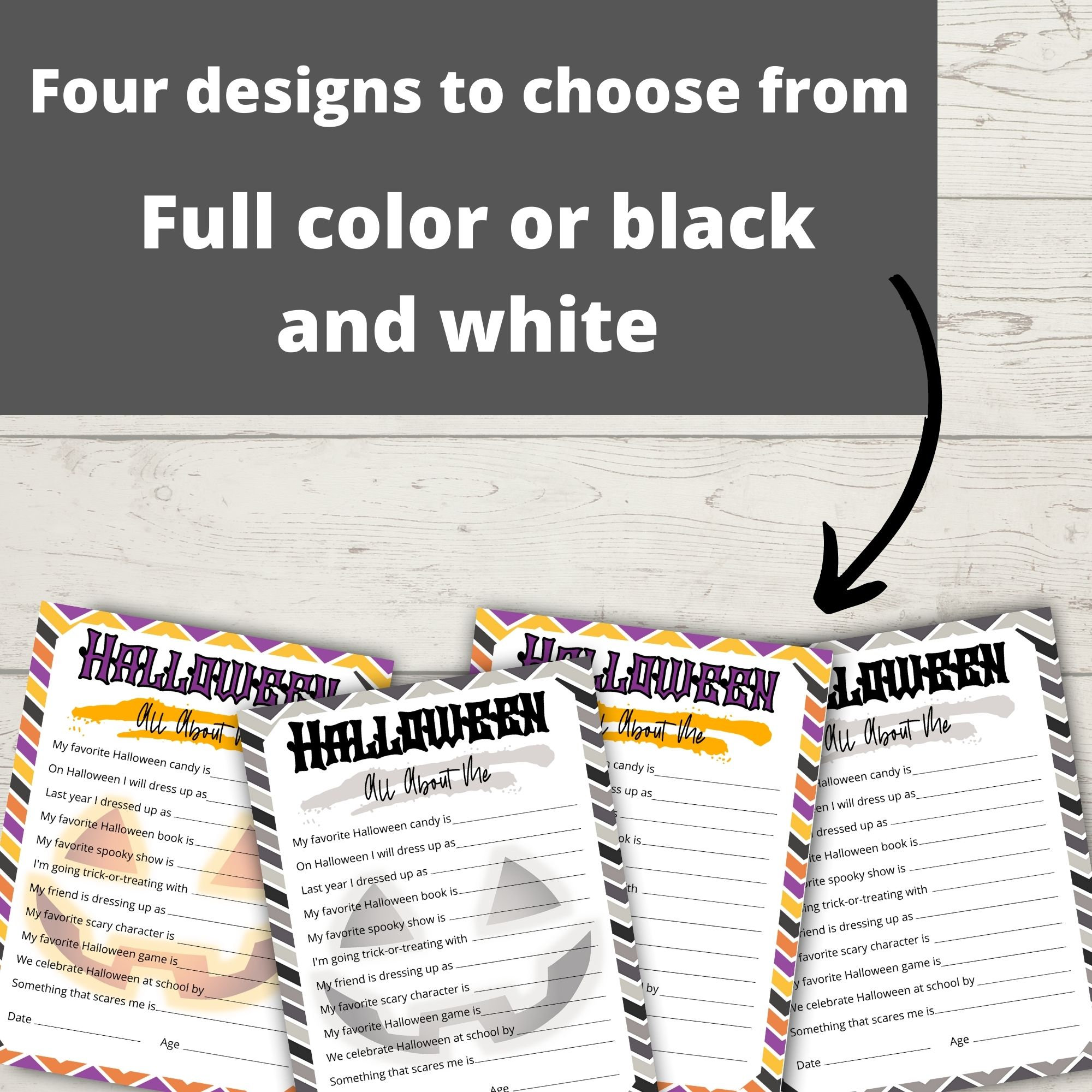 Halloween ALL ABOUT ME Sheets for Kids, Printable Activity ...