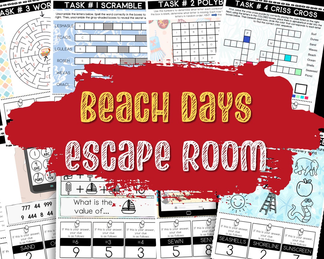 Beach Adventure Escape Room, Printable Escape Room Kit, Instant ...