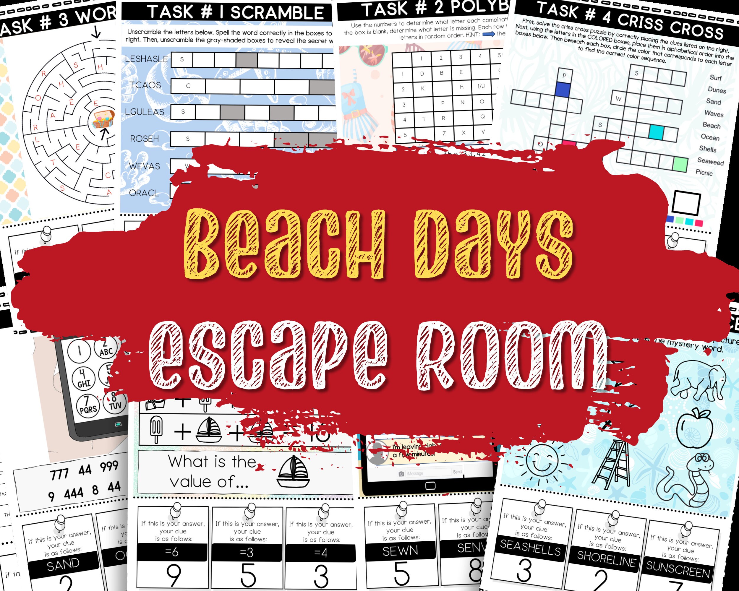 Beach Adventure Escape Room, Printable Escape Room Kit, Instant ...