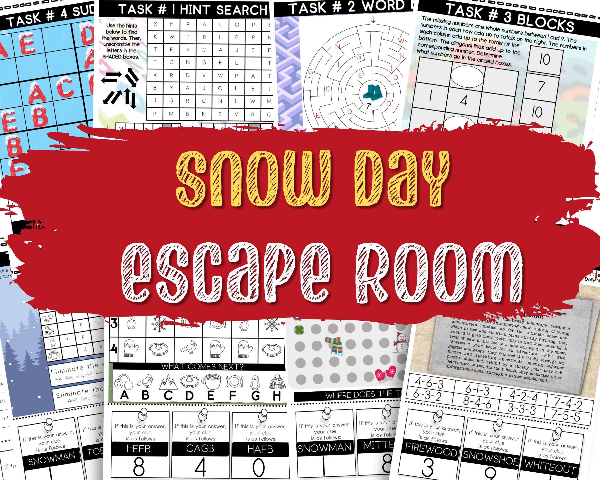 Winter Adventure Escape Room, Printable Escape Room Kit, Instant ...