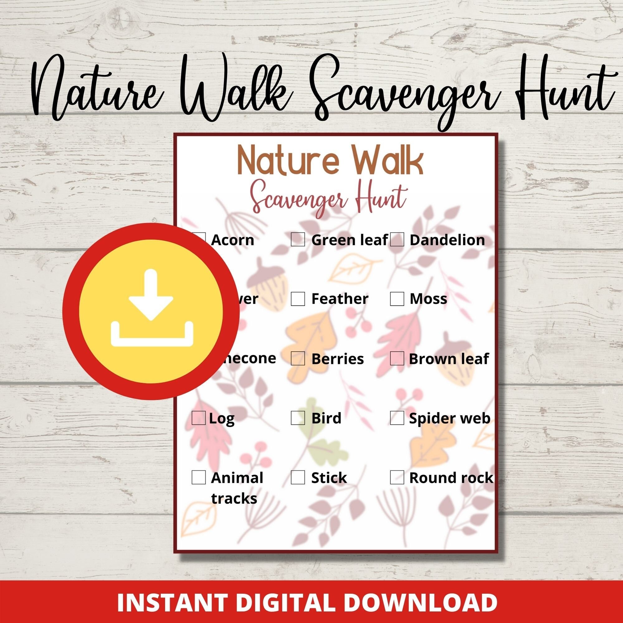 Printable Nature Scavenger Hunt for Kids Outdoor Treasure Hunt for ...