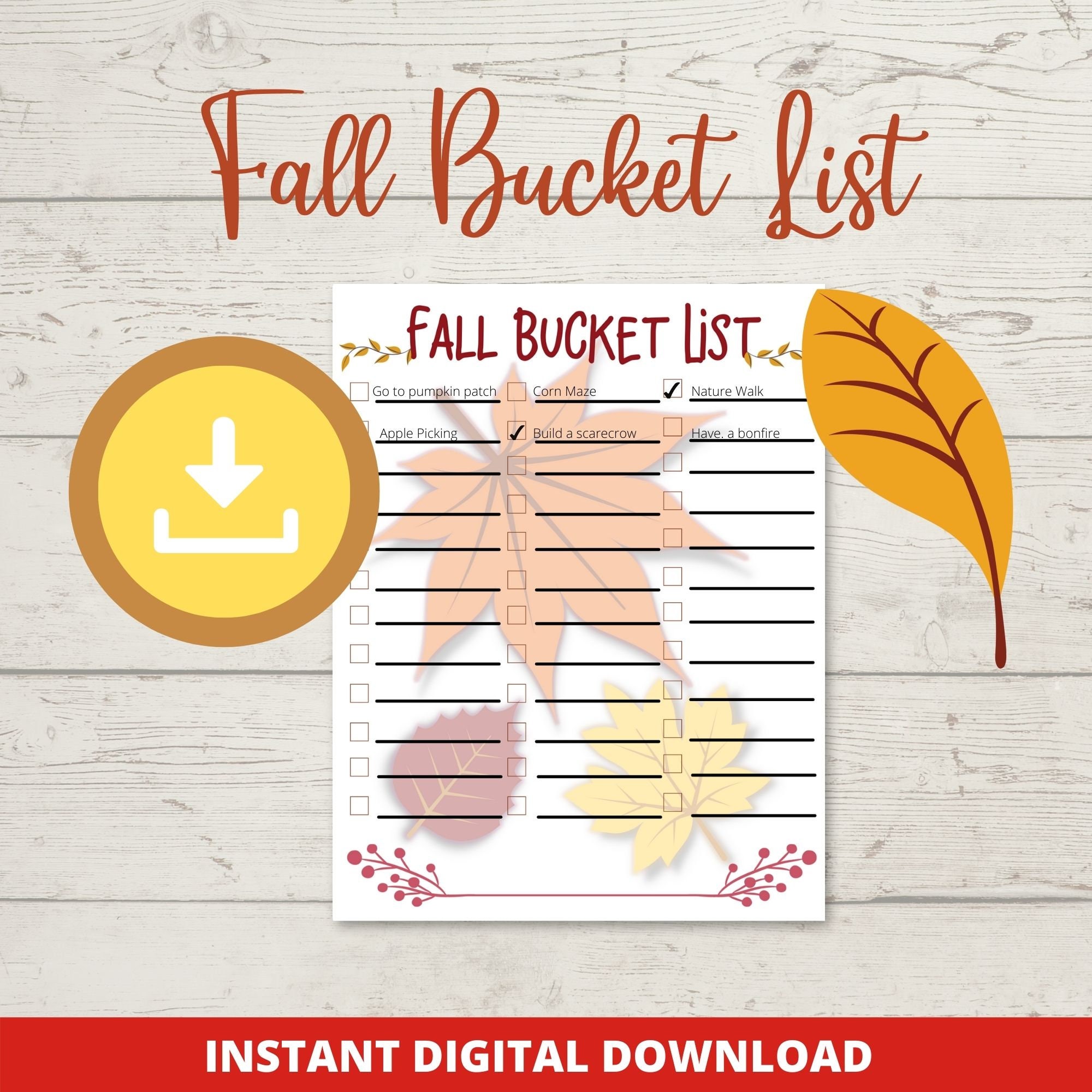Printable Blank Fall Bucket List/autumn Fun Activities - Etsy