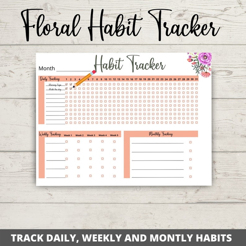 Printable Floral Habit Tracker - Etsy
