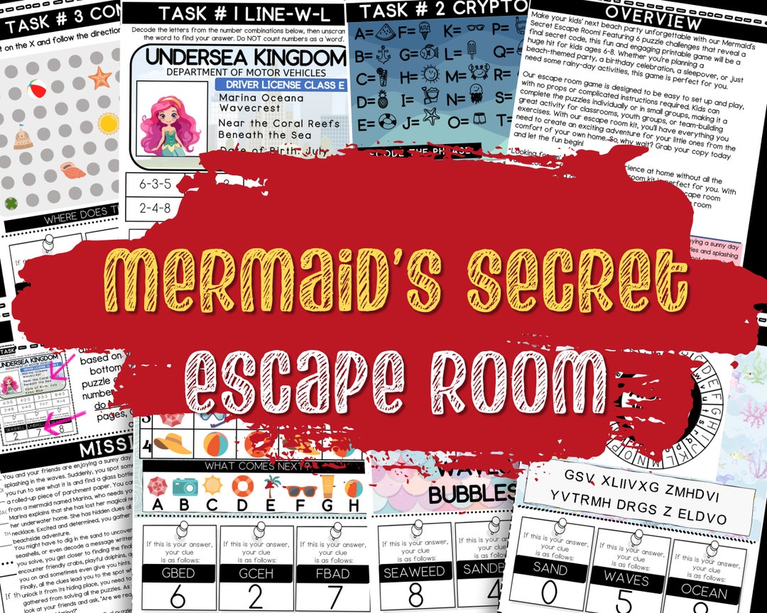 Beach Adventure Escape Room, Printable Escape Room Kit, Instant ...