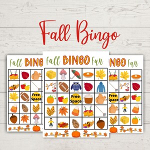 Printable Fall/autumn Bingo Thanksgiving Game Thanksgiving - Etsy