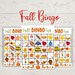 Printable Fall/autumn Bingo Thanksgiving Game Thanksgiving - Etsy