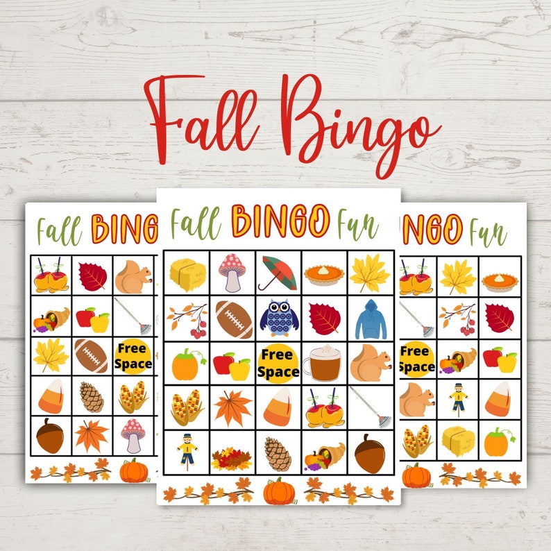 Printable Fall/autumn Bingo Thanksgiving Game Thanksgiving - Etsy