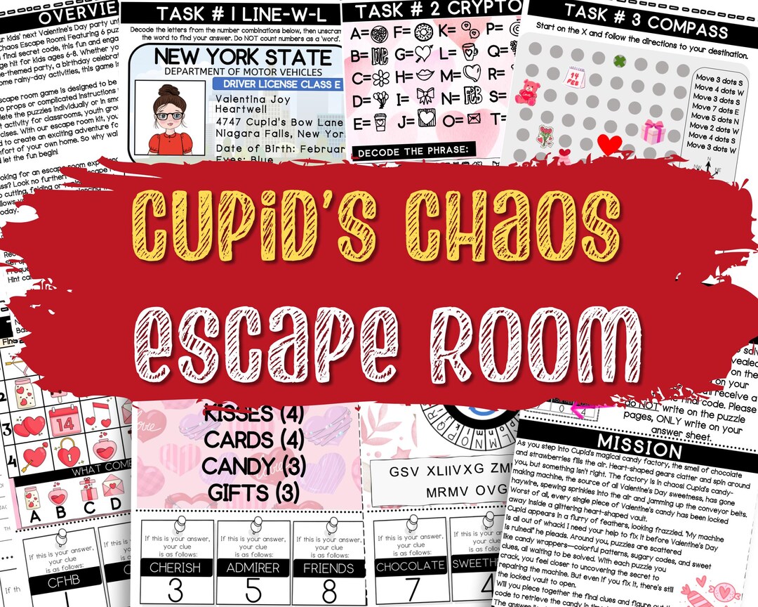 Kids Valentine’s Day Escape Room, Printable Escape Room Kit, Instant ...