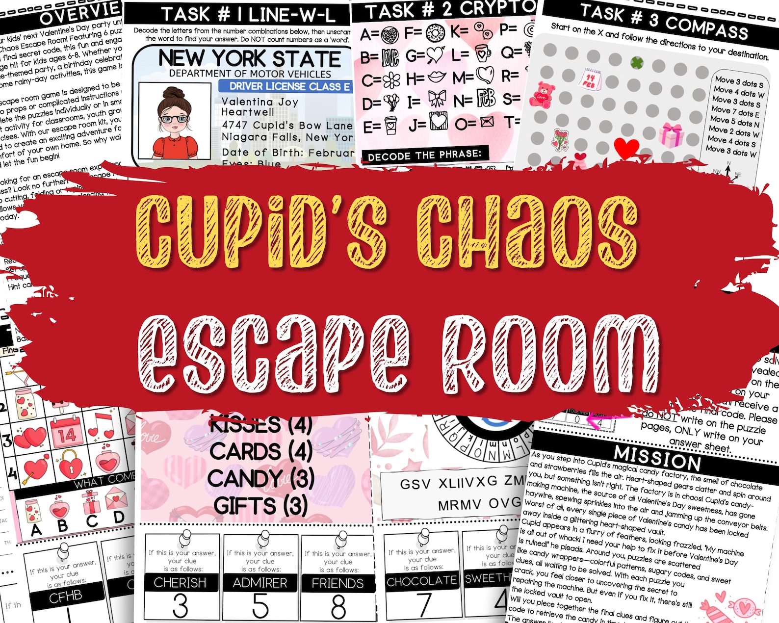 Kids Valentine’s Day Escape Room, Printable Escape Room Kit, Instant ...