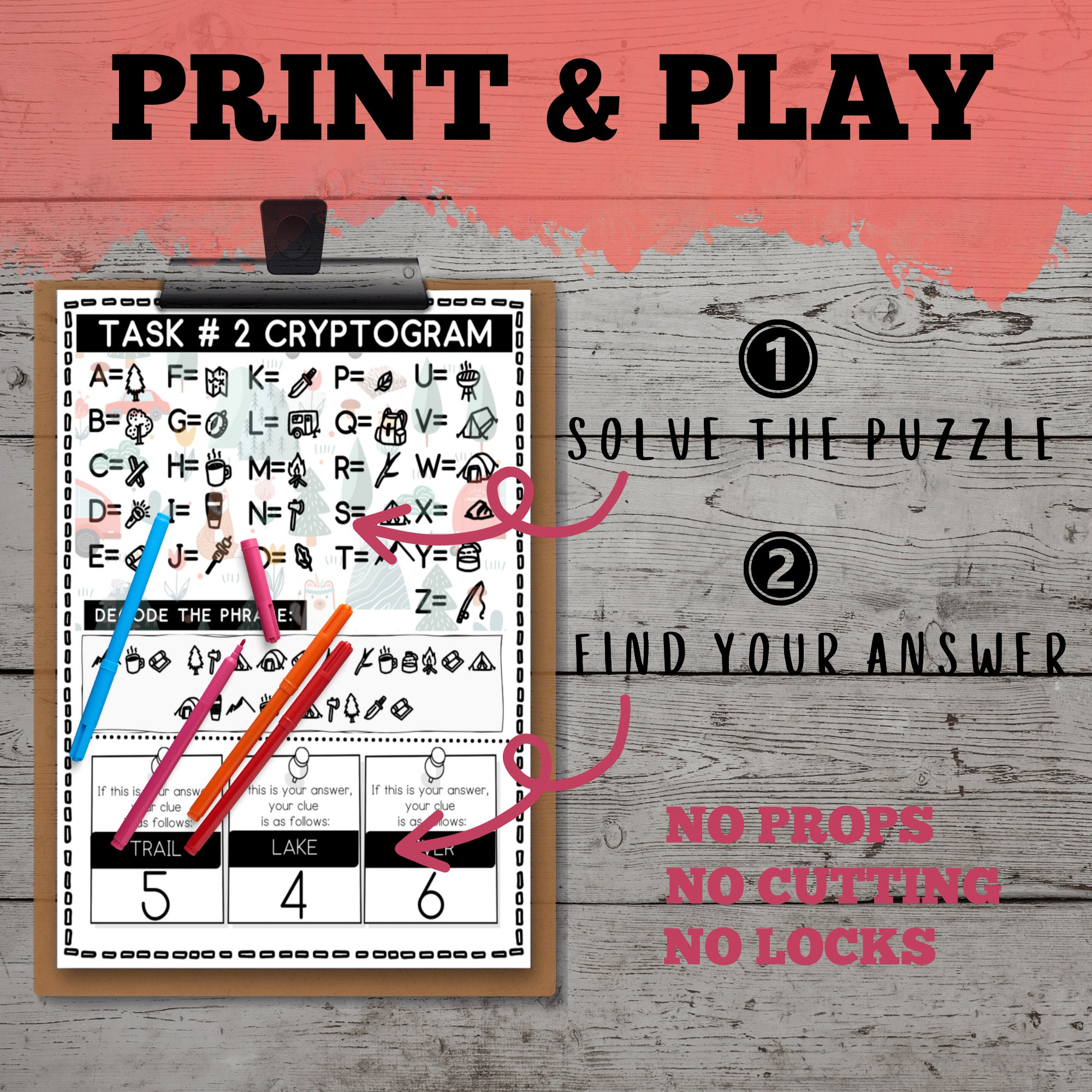 Camping Adventure Escape Room, Printable Escape Room Kit, Instant ...