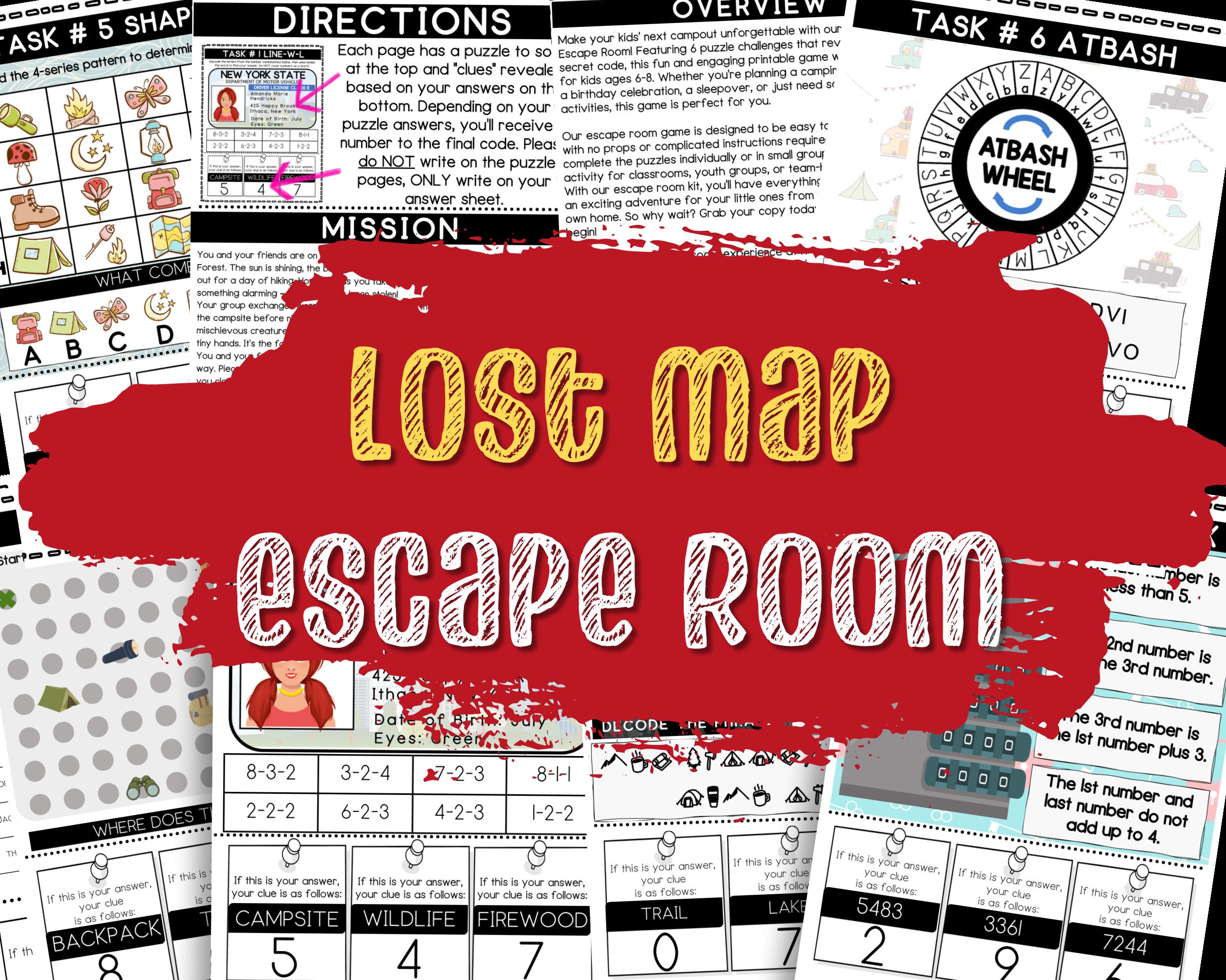 Camping Adventure Escape Room, Printable Escape Room Kit, Instant ...