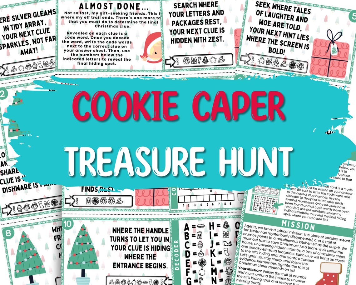 Printable Christmas Indoor Treasure Hunt, Scavenger Hunt, Indoor Hunt ...