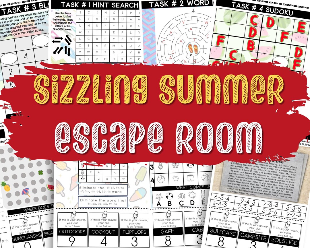 Kids Summer Escape Room, Printable Escape Room Kit, Instant Download ...