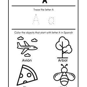 Spanish Tracing Worksheet Set-trace, Identify, Color. Spanish ...