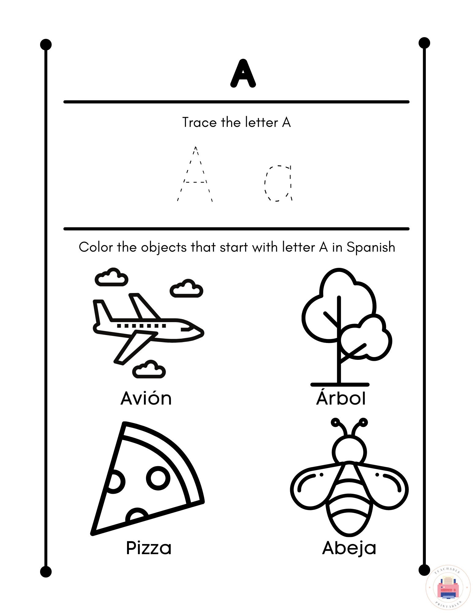 Spanish Tracing Worksheet Set-trace, Identify, Color. Spanish ...