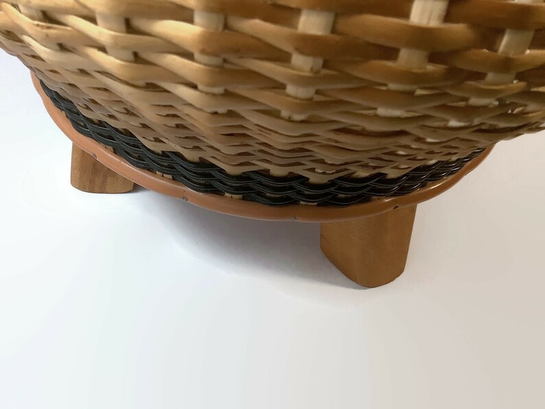 Indoor Rattan Wicker Plant Stand on a Tripod Wooden Legs | Bohemian ...