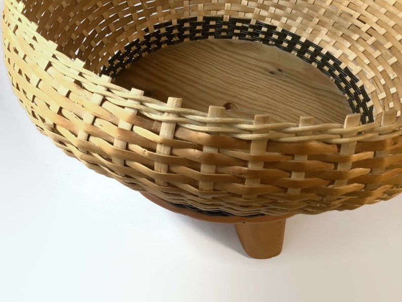 Indoor Rattan Wicker Plant Stand on a Tripod Wooden Legs | Bohemian ...