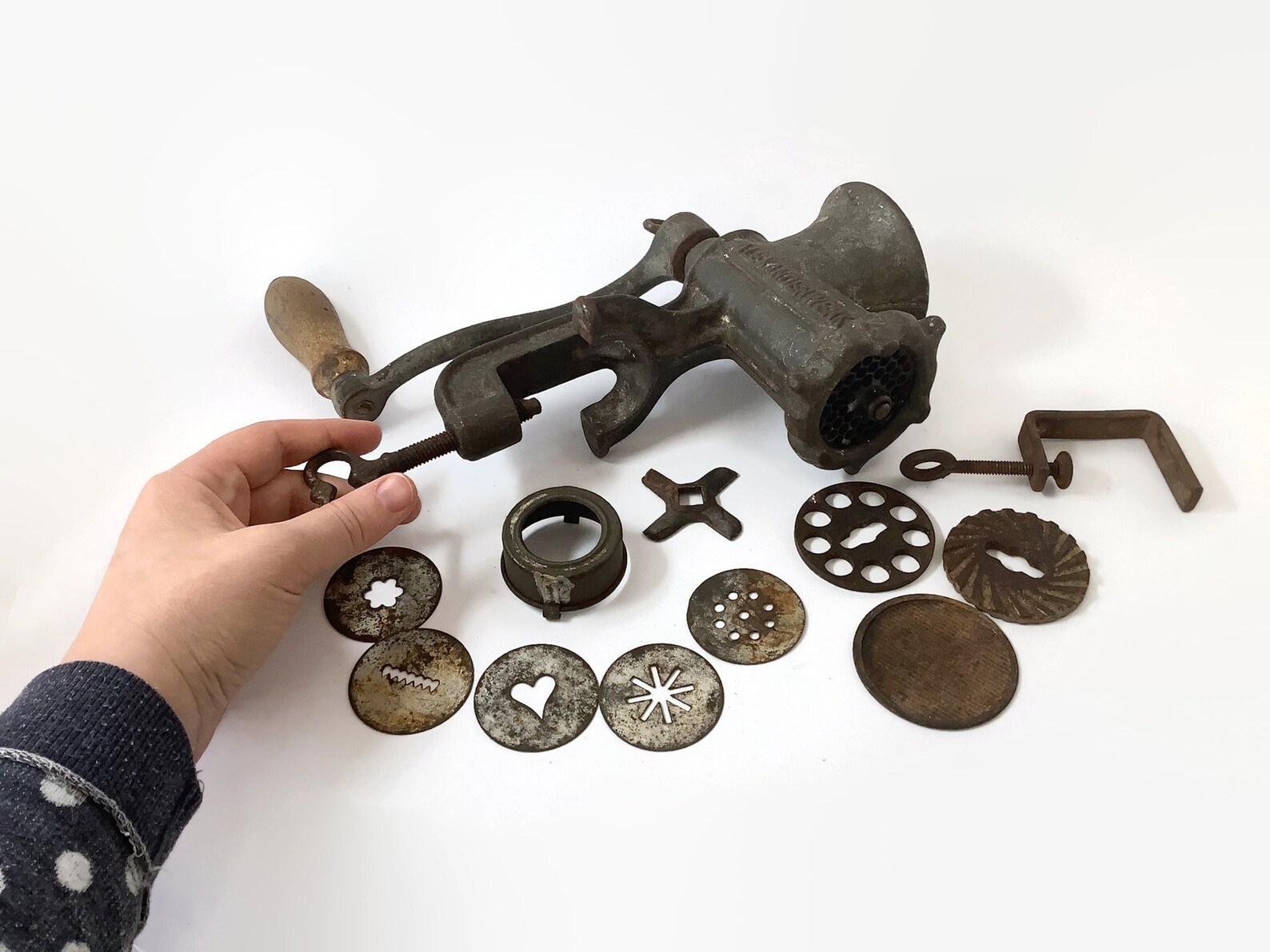 Vintage Meat Grinder From Rusty Cast Iron Metal Made by German ...