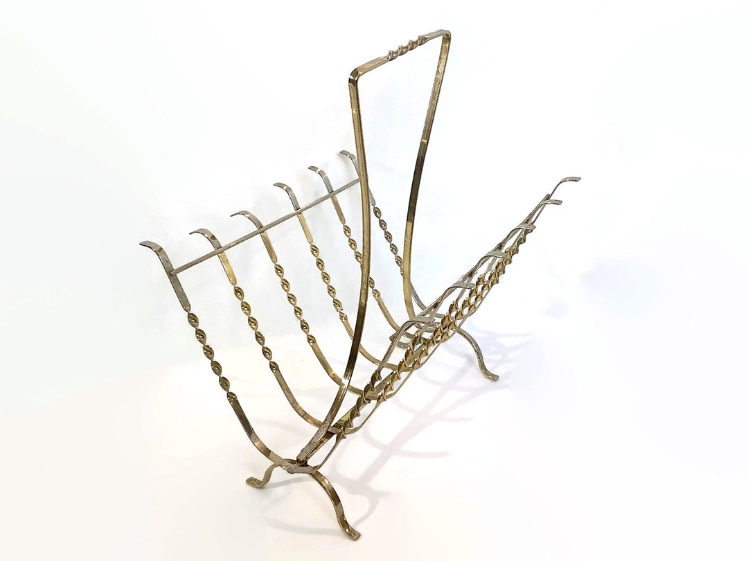 Mid Century Italian Art Deco Brass Magazine Rack and Record Holder - Etsy