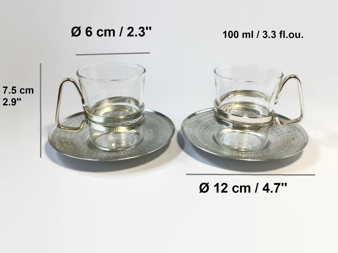 Vintage Glassware Turkish Tea Set With Aluminum Holders | Etsy