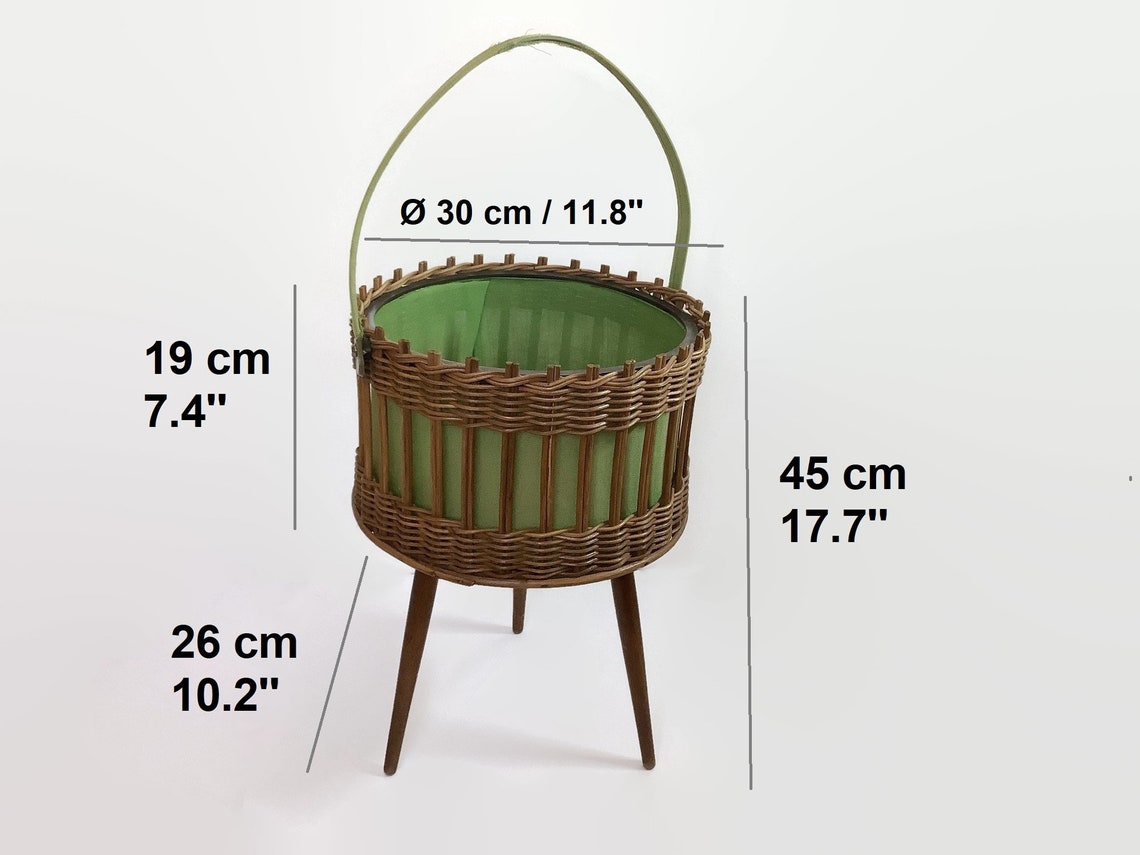 Indoor rattan wicker plant stand on a tripod wooden legs | Etsy