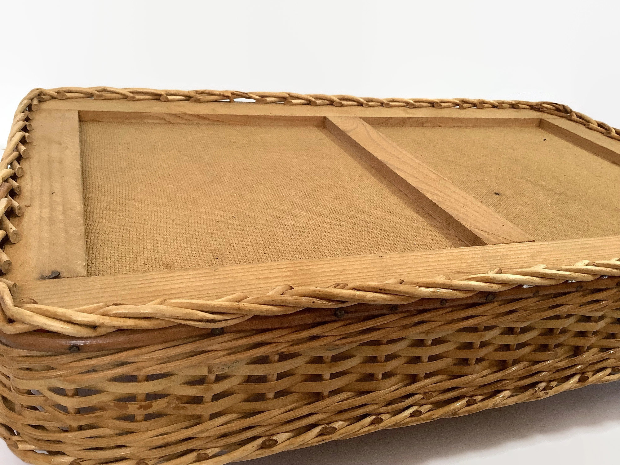 Vintage Wicker Rattan Large Rectangular Serving Tray With - Etsy