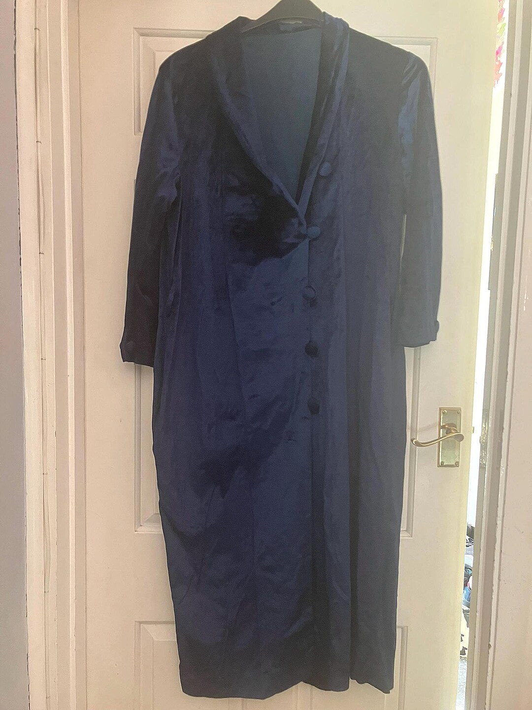 True Vintage 'DUSTER' COAT Victorian or 1970s Peacock Blue Long ...