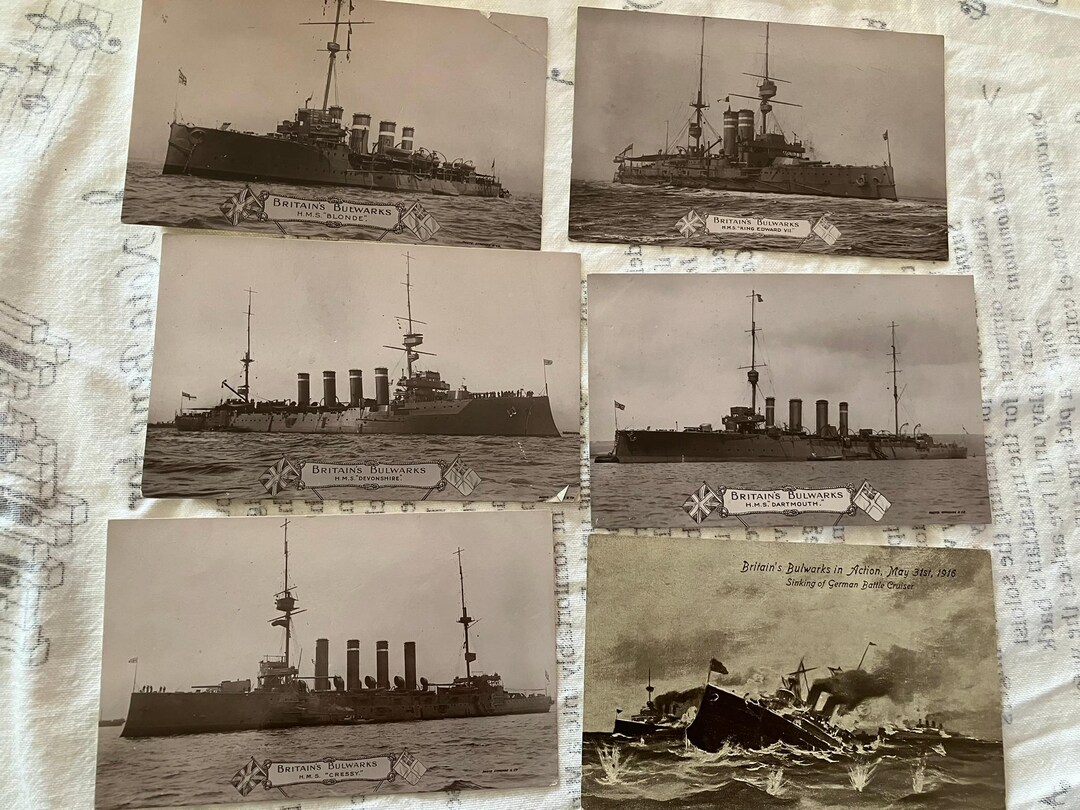6 X Vintage Britain's Bulwarks SHIPS Postcards Real Photos Nautical ...
