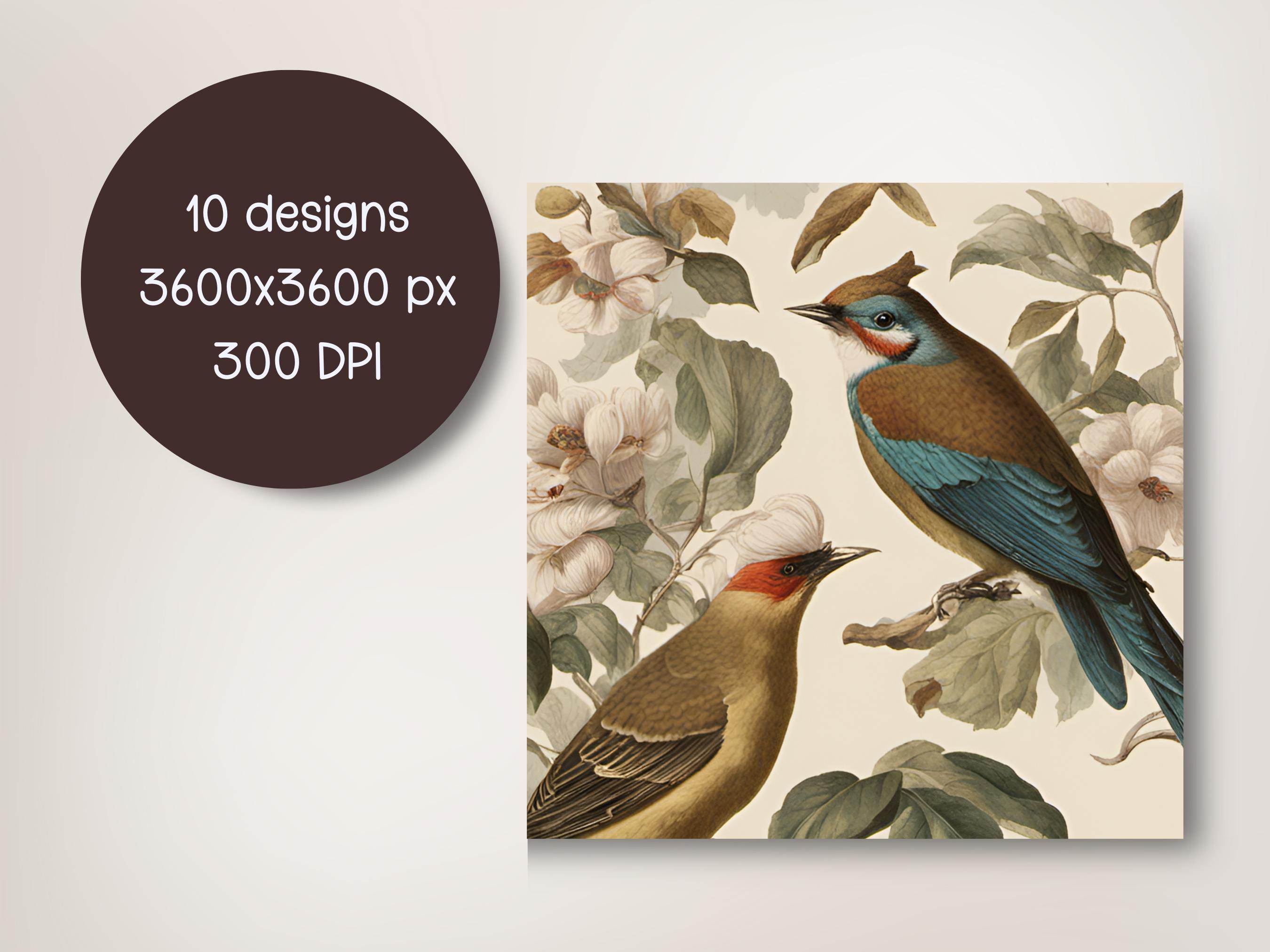 Vintage Birds Digital Paper Printable Digital Paper Set Birds-themed ...