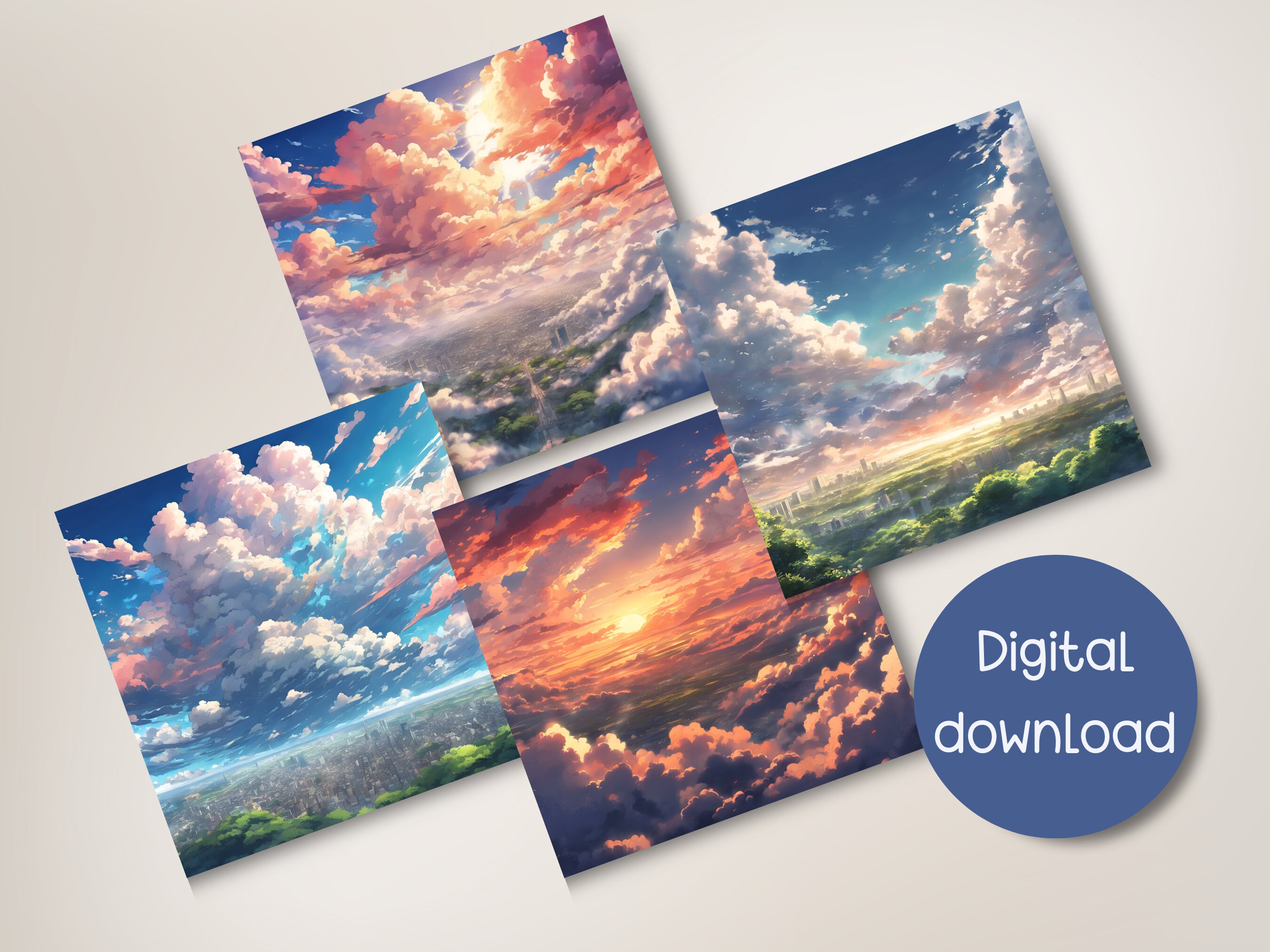 Clouds-themed Digital Paper Printable Digital Paper Set Clouds and Sky ...
