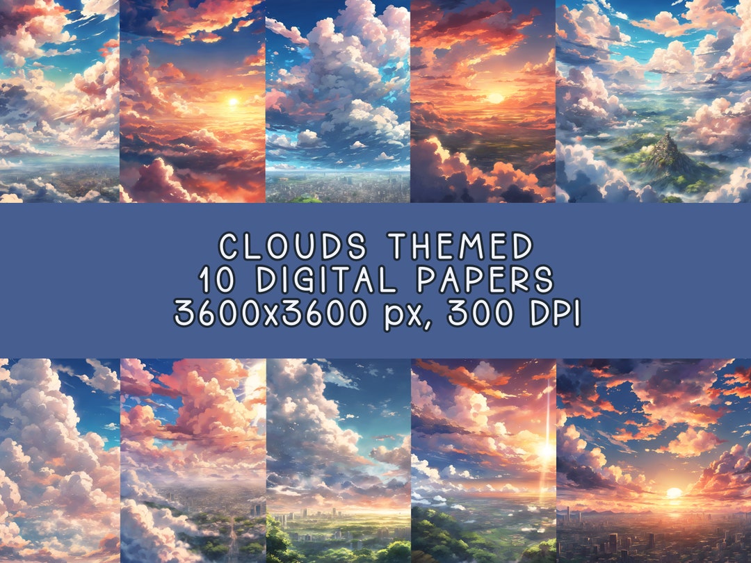 Clouds-themed Digital Paper Printable Digital Paper Set Clouds and Sky ...