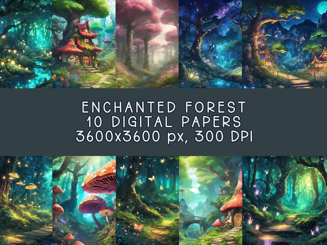 Enchanted Forest Digital Paper Printable Digital Paper Set Magical ...