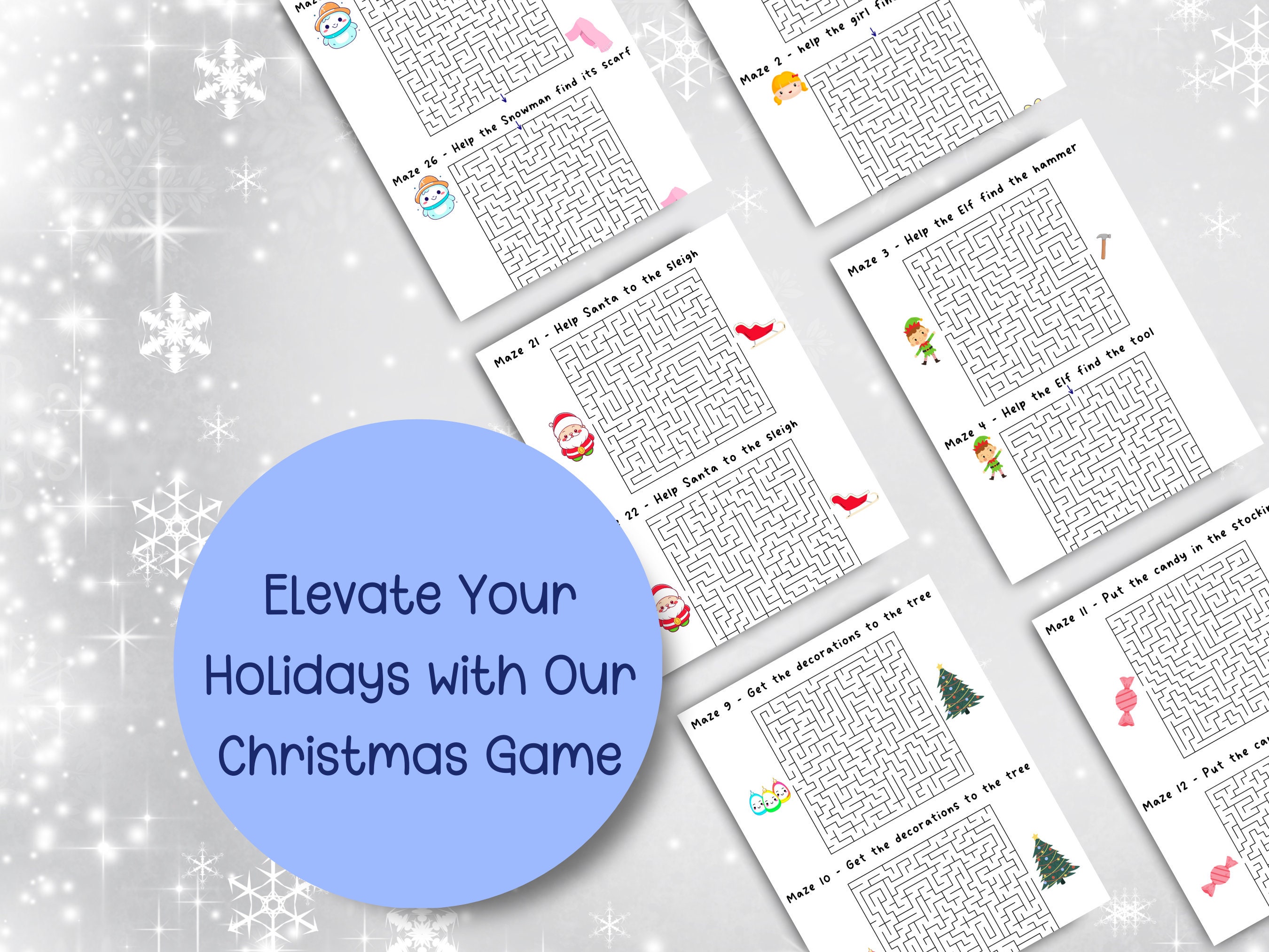 30 Christmas Maze Puzzles Christmas Brain Games 30 Maze Challenges ...